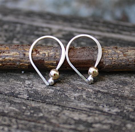 Gold And Sterling Silver Tiny Earrings Gold And Silver Dangle