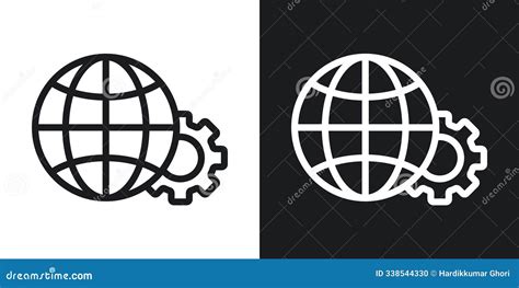 Globalization Icon Set World Network Trade Vector Symbol In A Black