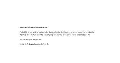 Probability In Inductive Statistics 1