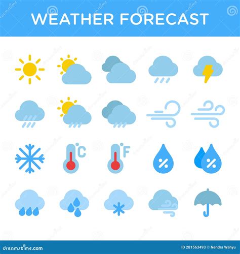 Weather Forecast Icon Set Stock Vector Illustration Of Suitable