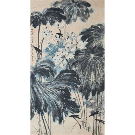 Attributed To Zhang Daqian 1899 1983 Lotus Auction