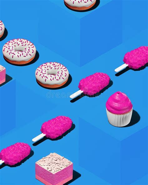 Minimal Food Geometry In Details 3d Render Scene Sweet Candy Mix In