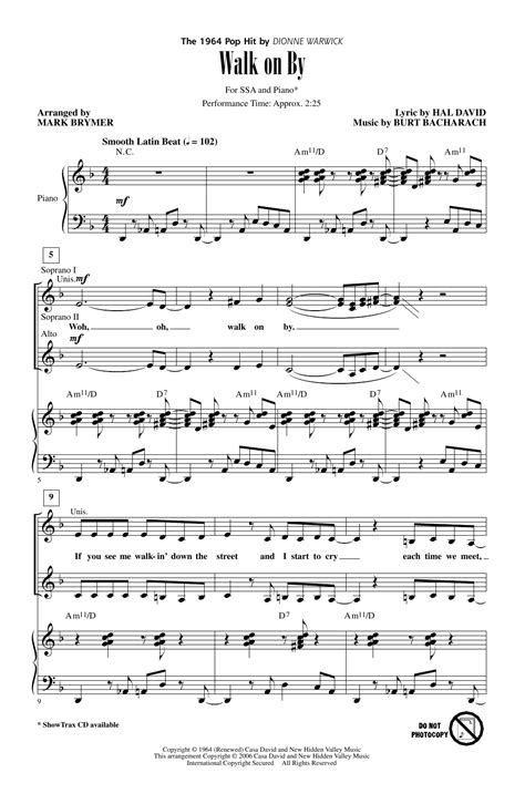 Download Pdf Walk On By Arr Mark Brymer Sheet Music By Dionne