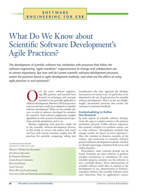 pdf what do we know about scientific software development s agile