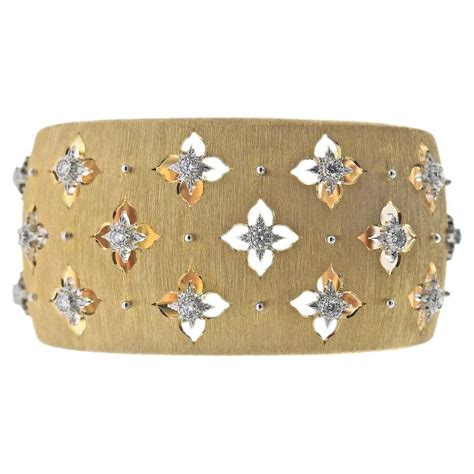 Buccellati Macri Diamond Gold Classic Cuff Bracelet For Sale At 1stdibs