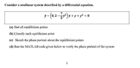 Solved Consider A Nonlinear System Deseribed By A