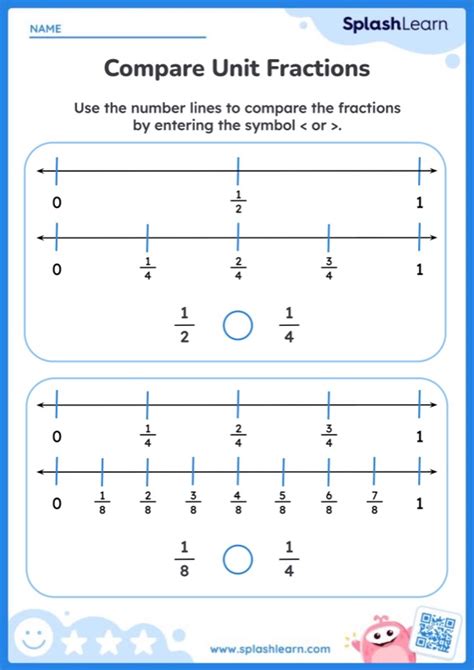 Compare Unit Fractions On The Number Line Worksheet