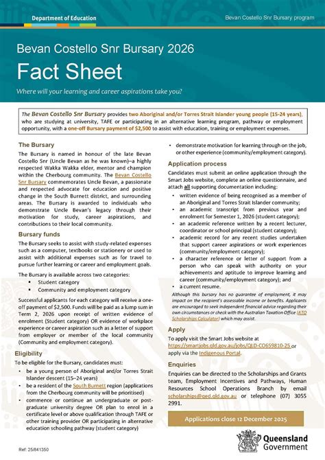 Murgon 📣 Applications Now Open The Bevan Costello Senior Bursary