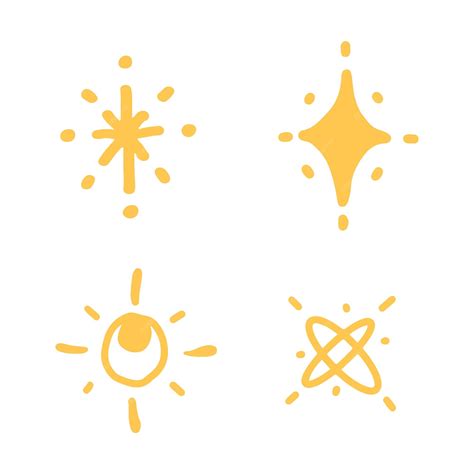 요소 장식을 위해 그린 스타 스파클 낙서 손 프리미엄 벡터