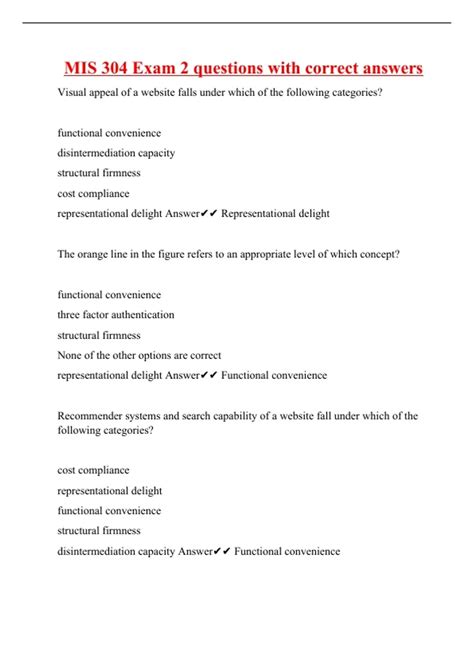 MIS 304 Exam 2 Questions With Correct Answers MIS 304 Stuvia US
