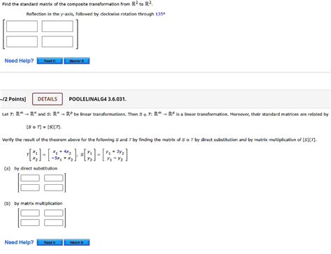 SOLVED Find The Standard Matrix Of The Composite Transformation From R To R Reflection In The