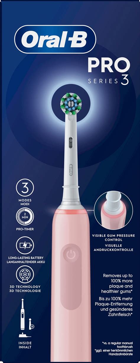 Köp Oral-B Pro 3 Rosa eltandborste, 2 Cross Action | Apohem