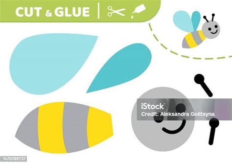 꿀벌 자르고 붙입니다 행복한 꿀벌 아플 리 케 종이 게임 벡터 벌에 대한 스톡 벡터 아트 및 기타 이미지 벌 풀 문구류 0명 Istock