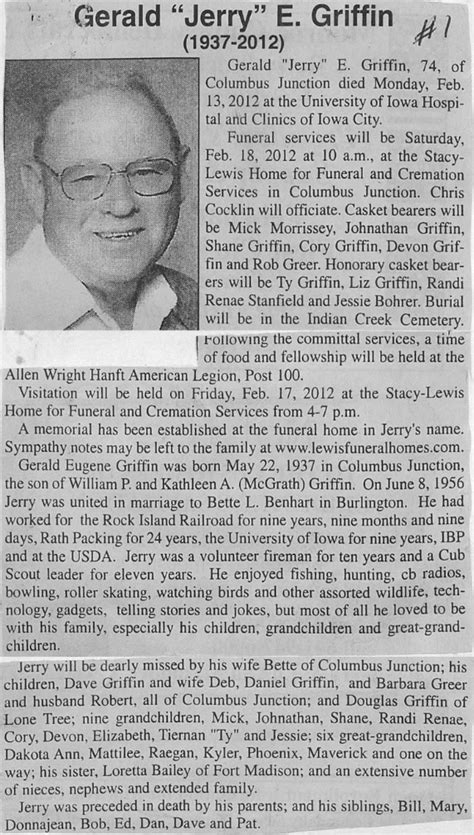 Gerald Eugene “jerry” Griffin 1937 2012 Find A Grave Memorial