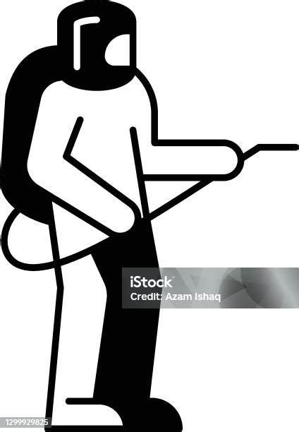 해충 방제 및 훈증 의상 개념 벡터 글리프 아이콘 디자인 가정 및 사무실 소독 및 흰색 배경에 오염 제거 서비스 기호 곤충에 대한 스톡 벡터 아트 및 기타 이미지 Istock