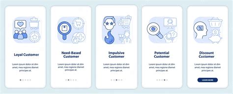 Premium Vector Types Of Customers Light Blue Onboarding Mobile App Screen