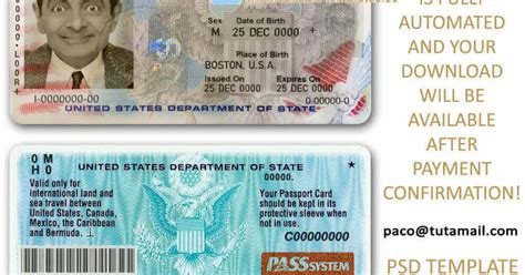 Us Passport Card Template Editable Templates