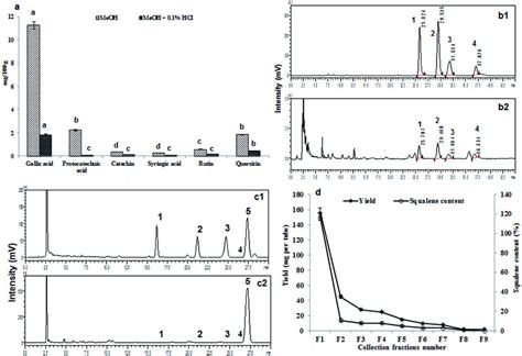 A Hplc Quantification Of Individual Phenolics And Flavonoids Of B Download Scientific