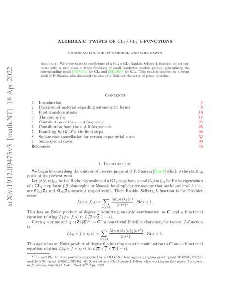 Pdf Algebraic Twists Of Gl3 × Gl2 L Functions