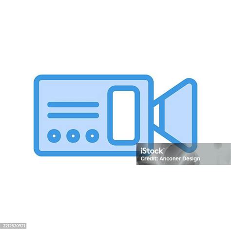 카메라 비디오 아이콘은 모든 프로젝트의 멀티미디어에 대해 파란색 스타일로 표시됩니다 0명에 대한 스톡 벡터 아트 및 기타 이미지 0명 그래픽 사용자 인터페이스 날씬한