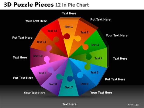 3d Puzzle Pieces 12 In Pie Chart Powerpoint Slides And Ppt Templates Db