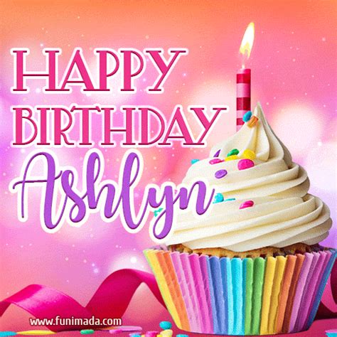 Colorful Cupcake Happy Birthday Ashlyn Animated  Download On