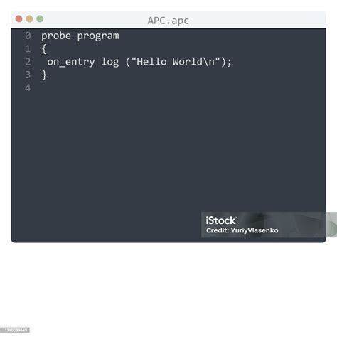 Contoh Program Hello World Bahasa Apc Dalam Ilustrasi Jendela Editor Ilustrasi Stok Unduh