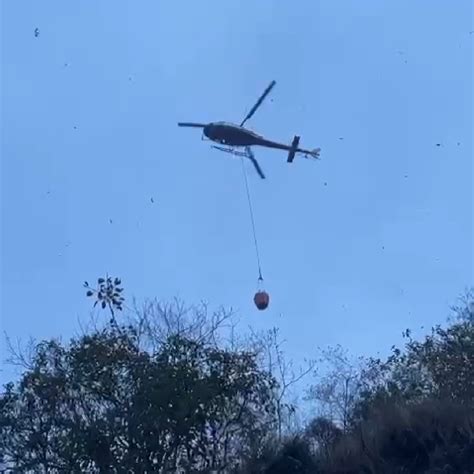 Simrik Airs Helicopter Engaged In Firefighting Operation At Liping Forest Bhotekoshi Simrik Air