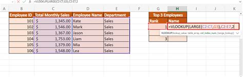 How To Use Large Function With Vlookup Function In Excel