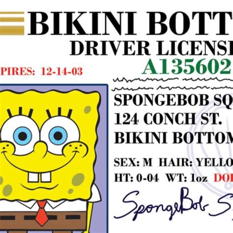 Spongebob Id Cards Etsy