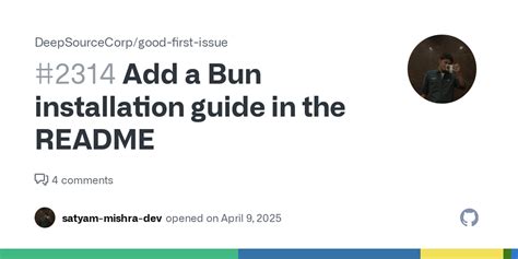 Add A Bun Installation Guide In The Readme Issue Deepsourcecorp Good First Issue Github