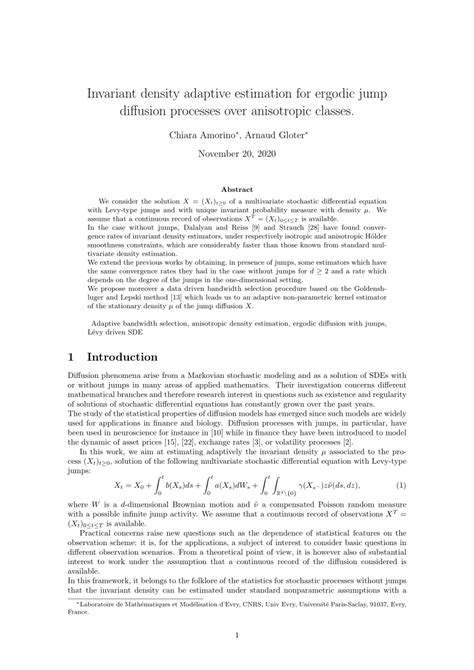 Pdf Invariant Density Adaptive Estimation For Ergodic Jump Diffusion Processes Over