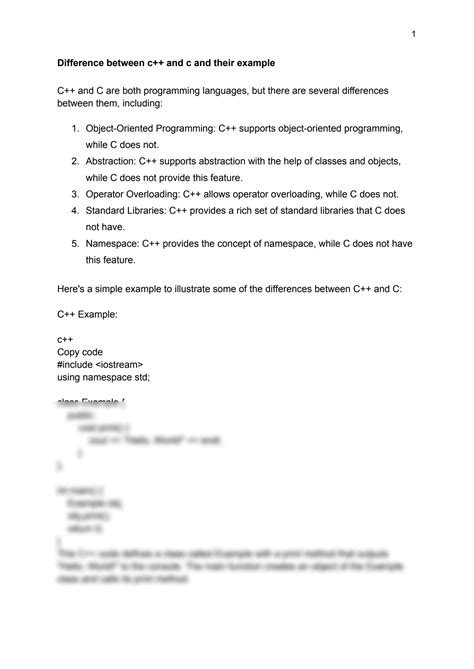 SOLUTION Difference Between C And C And Their Example Studypool