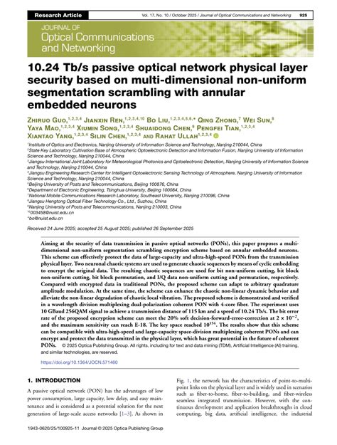 1024 Tbs Passive Optical Network Physical Layer Security Based On Multi Dimensional Non