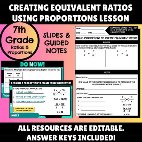 Solving Proportions And Equivalent Ratios Lesson Slides Notes Hw