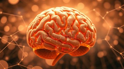 Closeup Of A 3d Human Brain With A Network Of Connections Stock Illustration Illustration Of