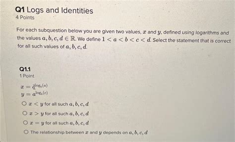 solved for each subquestion below you are given two values