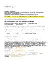 Lab Pdf Laboratory I LEARNING OBJECTIVES Design And Implement An Experiment Using