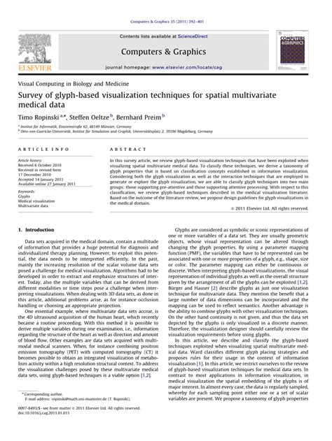 Pdf Visual Computing In Biology And Medicine Survey Of Glyph Based Visualization Techniques
