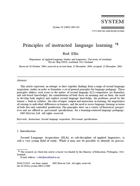 Ellis R 2005 Instructed Language Learning Pdf Second Language Acquisition Second Language