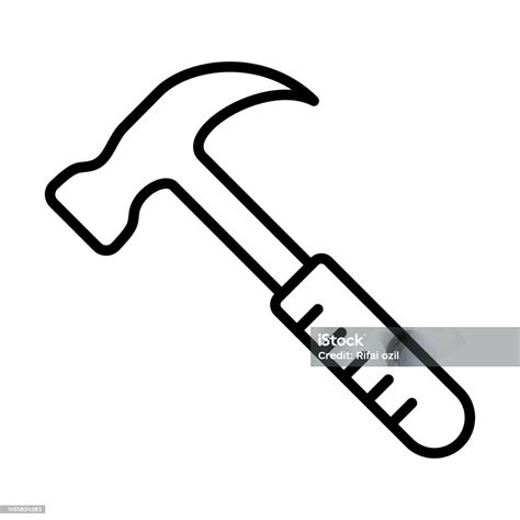 망치 아이콘 로고 디자인 벡터 템플릿 그림 기호 및 기호 픽셀 완벽한 0명에 대한 스톡 벡터 아트 및 기타 이미지 0명