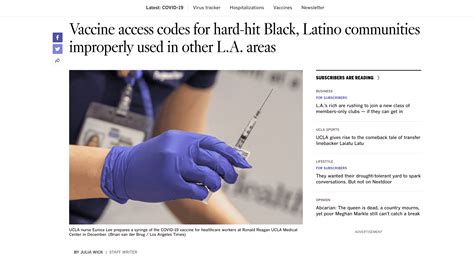 Vaccine Access Codes For Hard Hit Black Latino Communities Improperly Used In Other L A Areas