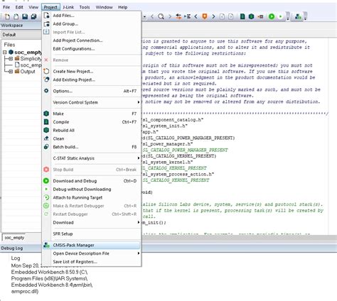 How To Enable CMSIS PACK Support In IAR For Silicon Labs Devices Ezurio