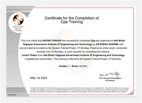 Sakshi Thakur On Linkedin Iitbombay Spokentutorial Cpptraining
