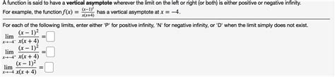 Solved A Function Is Said To Have A Vertical Asymptote