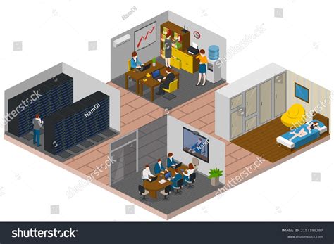 Daily Routine Isometric Flowchart Morning Work стоковая иллюстрация