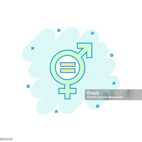 Vector Cartoon Geschlecht Gleich Symbol Im Comicstil Männer Und Frauen