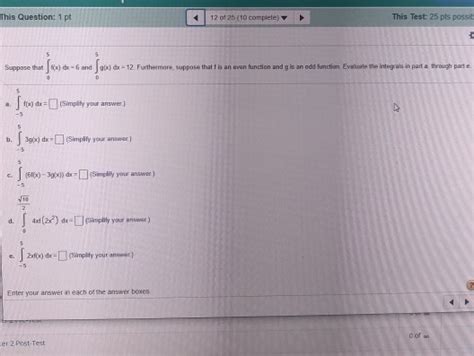 Solved This Question 1 Pt 12 Of 25 10 Complete This Test