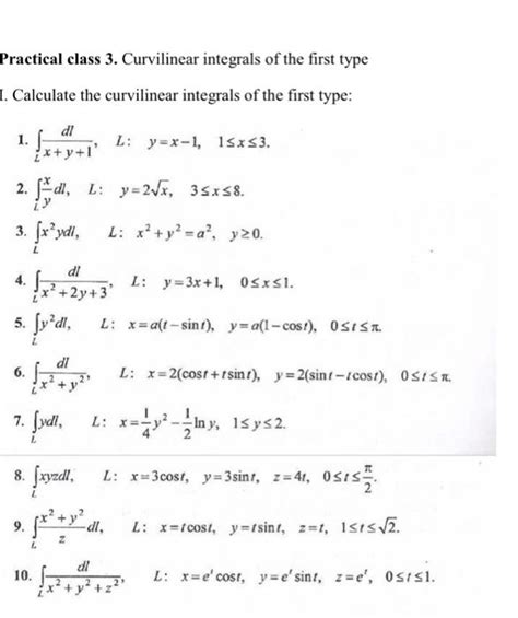 Solved Practical Class Curvilinear Integrals Of The First Chegg