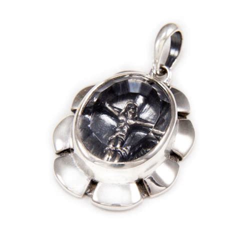 Jesus Cross Crystal 925 Sterling Silver Biker Gothic Rockabilly Pendant